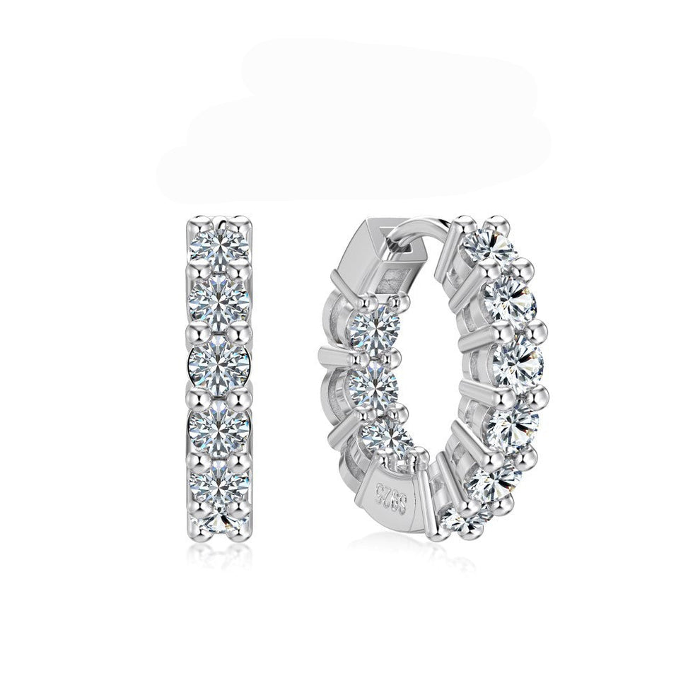 “Eternal Spark” 925 Sterling Silver 1.26CT Moissanite Pavé Hoop Earrin ...