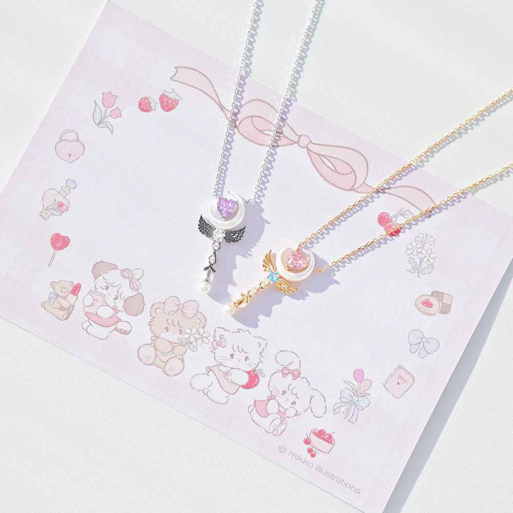 “Moonlight Arcana Wand” 925 Sterling Silver Necklace – Monet Crystal