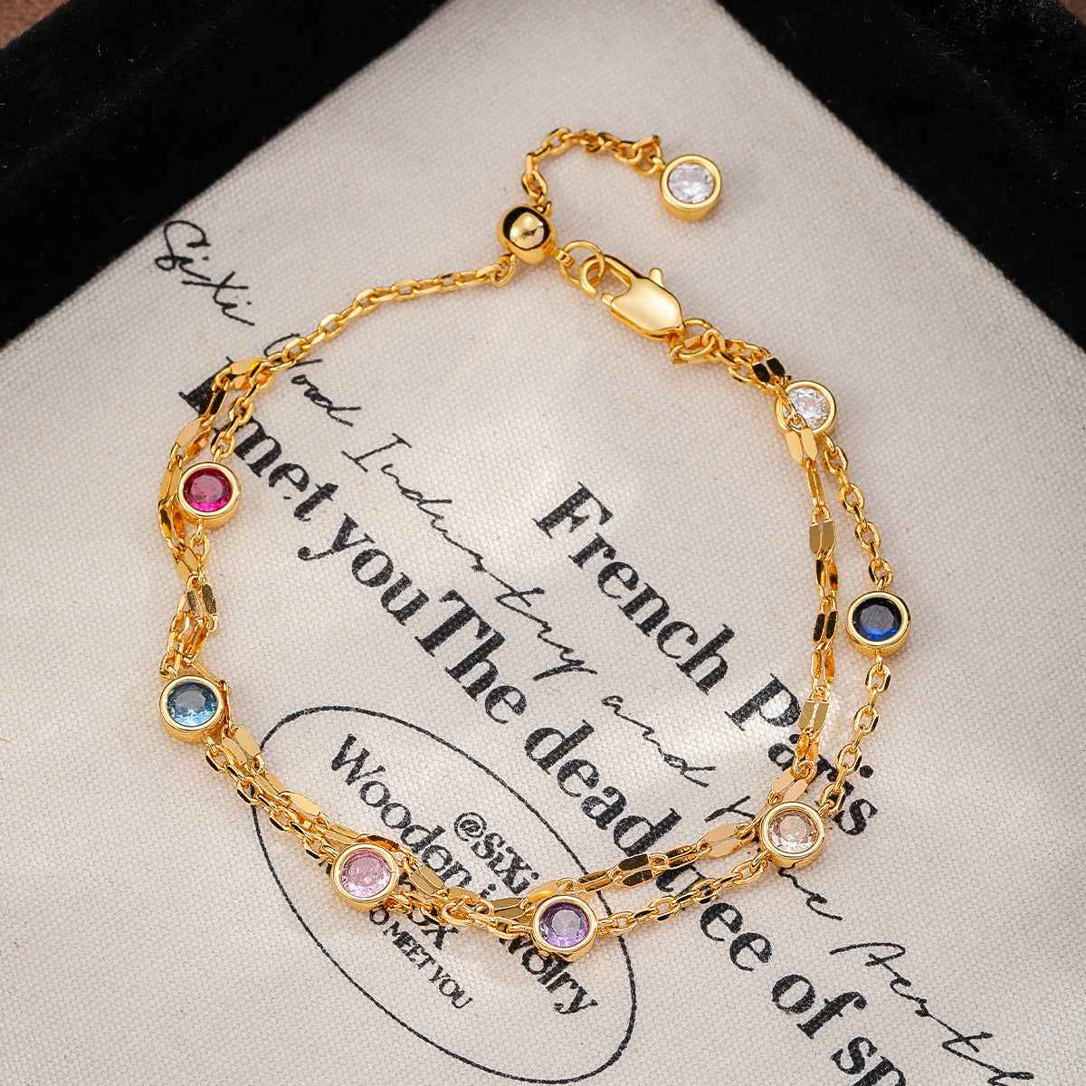 Aurora Link Eco-Friendly Copper 18K Gold Plated Double-Layer Crystal ...