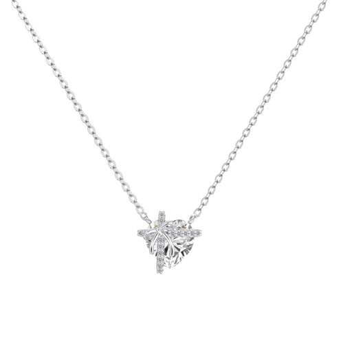 “Heartbound Promise” 925 Sterling Silver 5A Cubic Zirconia Heart Neckl ...