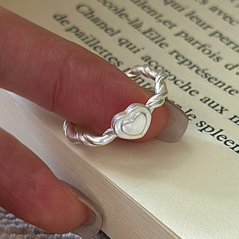 “Tender Heart” 925 Sterling Silver Open Heart Rope Ring – Monet Crystal