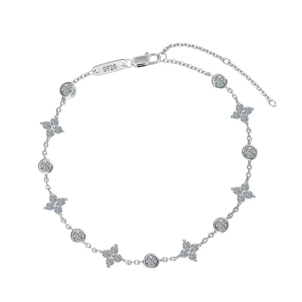 “Flutter Bloom” 925 Sterling Silver Clover & Butterfly Bracelet with M ...